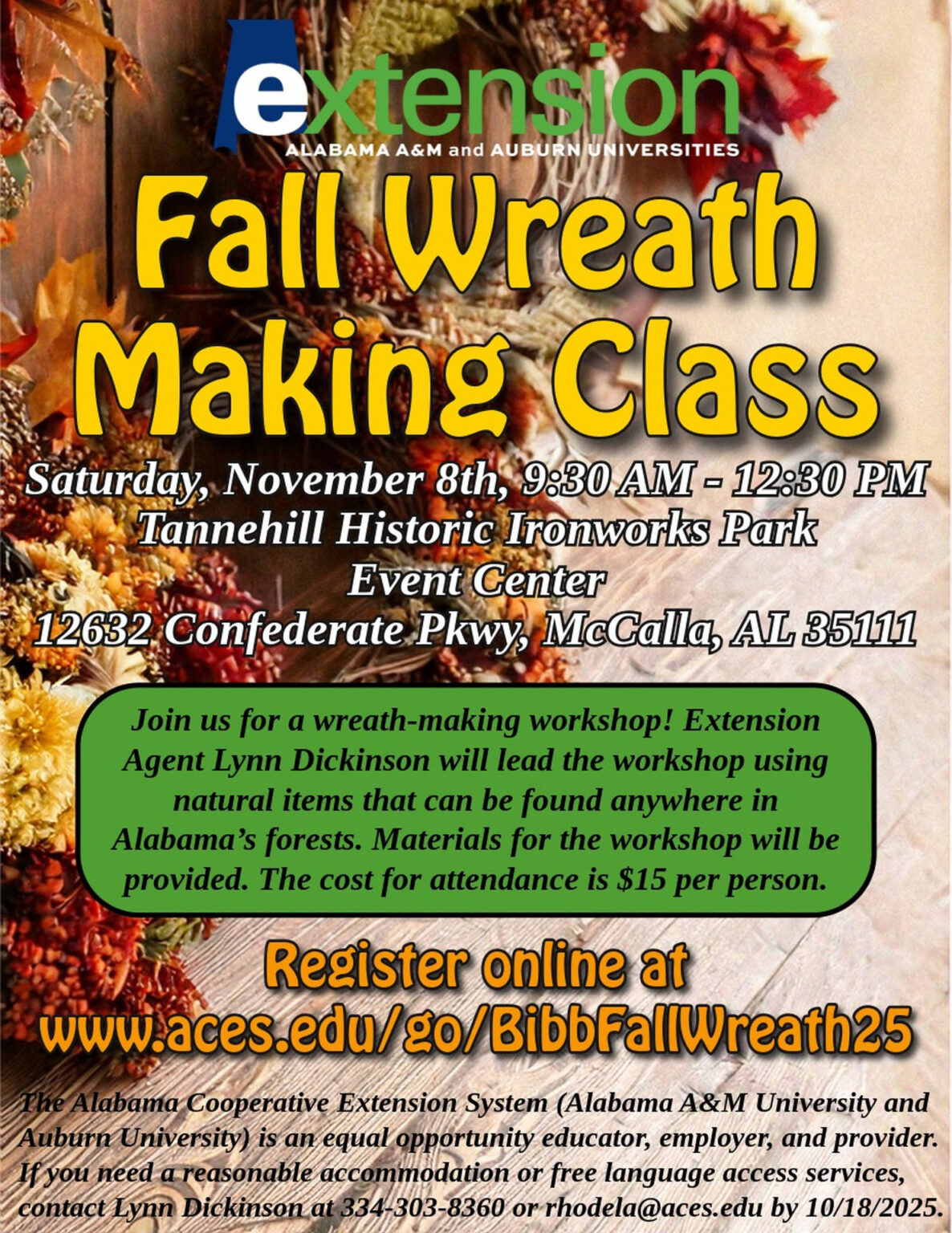 Fall Wreath Making Class – Brierfield Ironworks Historical State Park